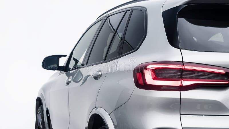 The Back of a Silver Expensive Crossover Car Stock Image - Image of ...
