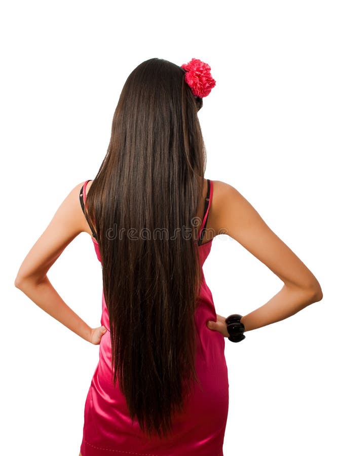 Back of Slim Female with Long Hair Isolated Stock Photo - Image of ...