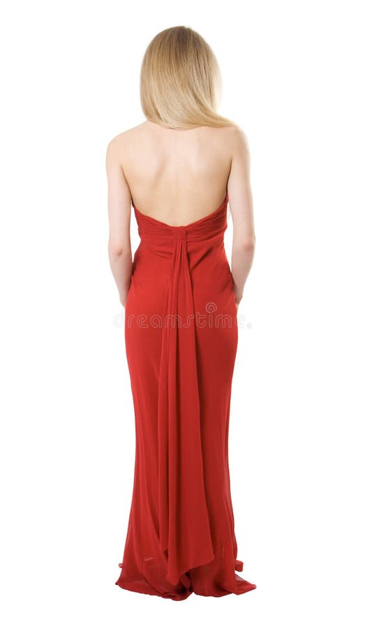 Back of the Slim Girl in a Evening Dress Stock Photo - Image of high ...