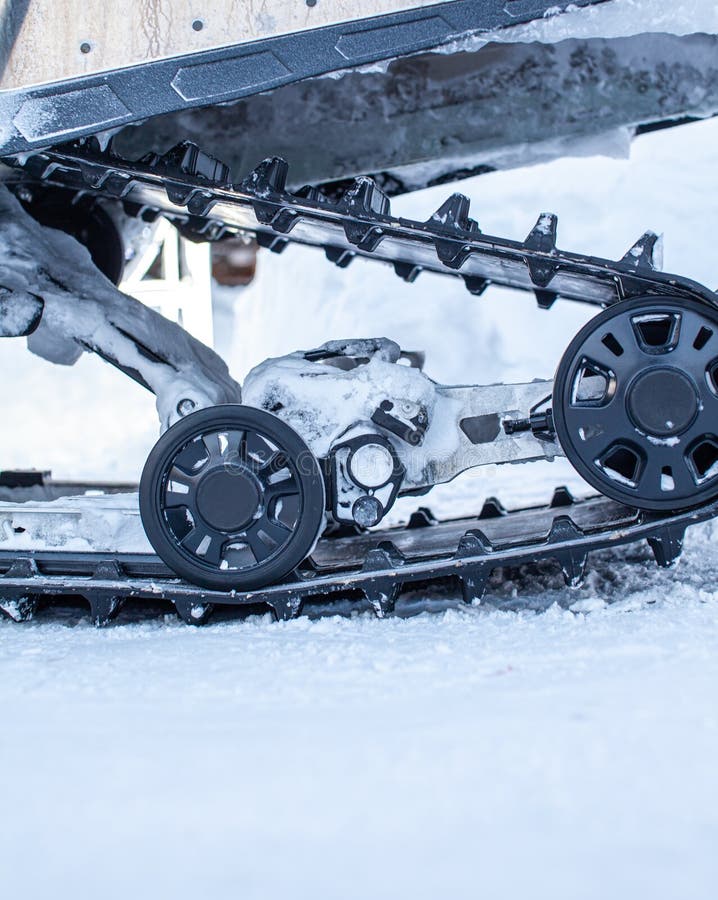 The Back of the Snowmobile in Winter. Riding in the Snow Stock Image ...