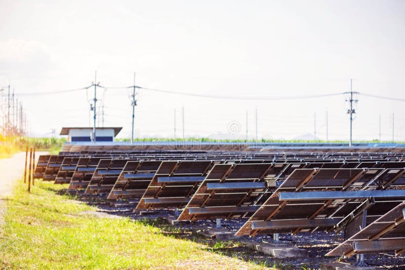 Back of Solar Panels on the Lawn. Stock Photo - Image of environmental ...