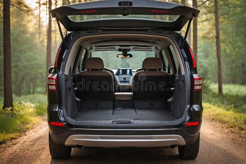 The Back of the SUV with the Trunk Open, Showing the Spacious Interior ...