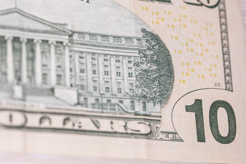 Back of a ten dollar bill stock photo. Image of finance - 50409776