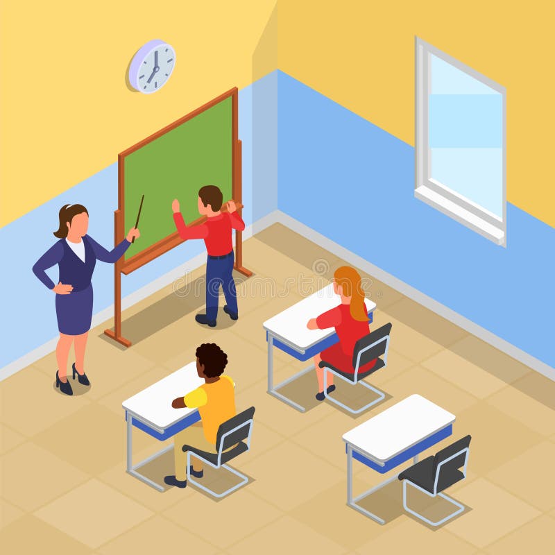 Back To Classroom Composition Stock Illustration - Illustration of back ...
