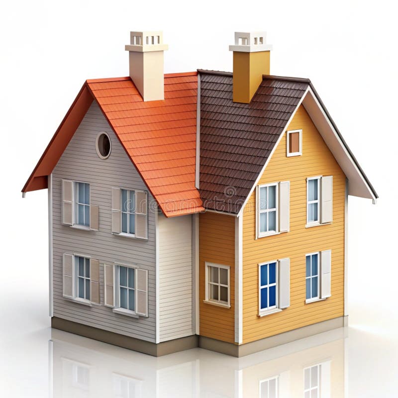 Back To Back House Isolated on White Background Stock Illustration ...