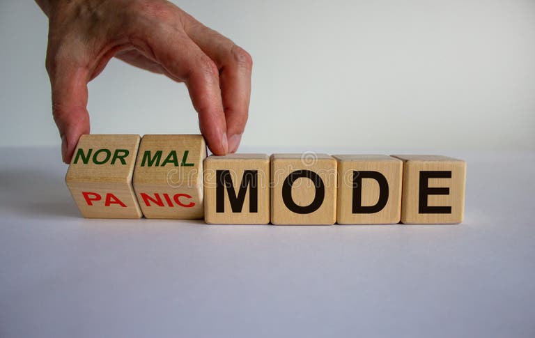 Back To Normal. Hand Turns Cubes and Changes the Expression `panic Mode ...