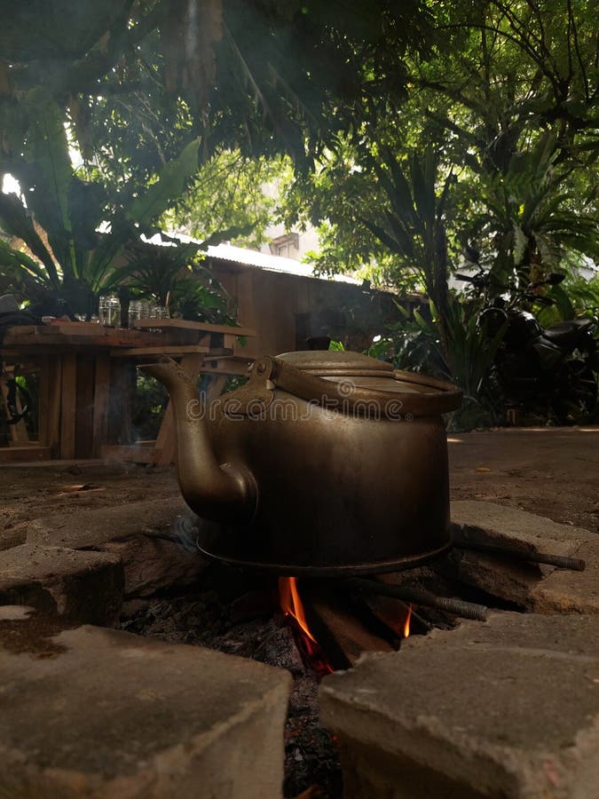 Back To Old Times Make a Coffee with Cattle Heated by Old Fire Stock ...