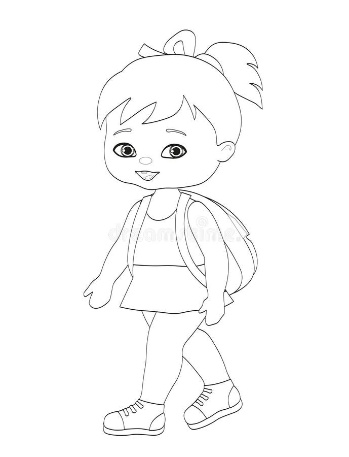 Back To School Cute Girl Going To School Cute Girl Girl Illustration ...