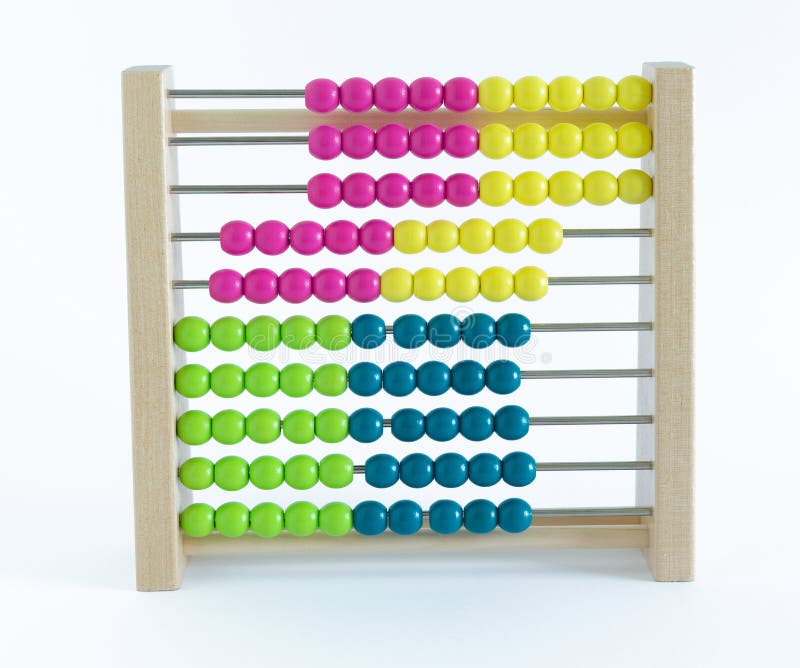 School Abacus Isolated on White. Basic Maths Tool for Kids Top View ...