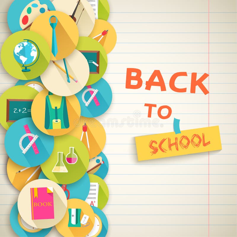 Back To School Abstract Background of Flat Icons Stock Vector ...