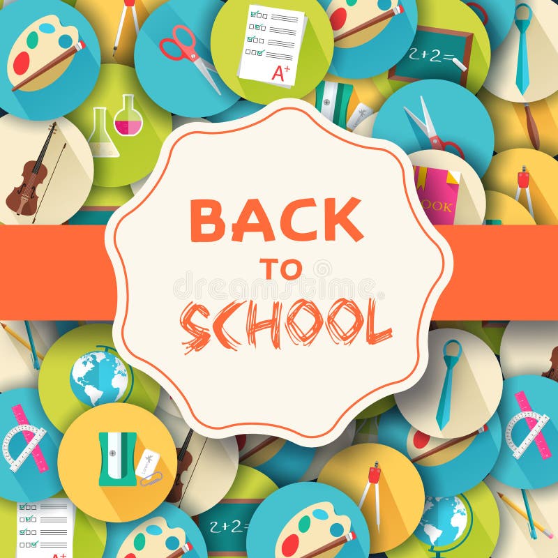 Back To School Abstract Background of Flat Icons Stock Vector ...