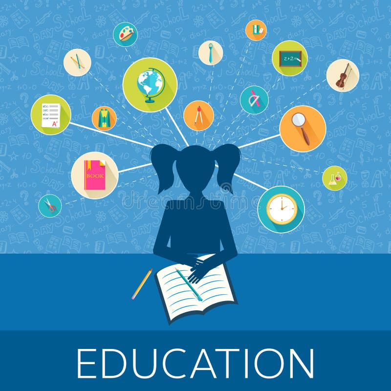 Back To School Abstract Background of Flat Icons Stock Vector ...