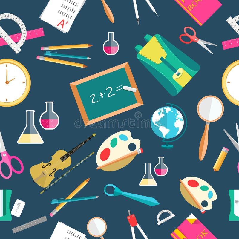 Back To School Abstract Background of Flat Icons Stock Vector ...