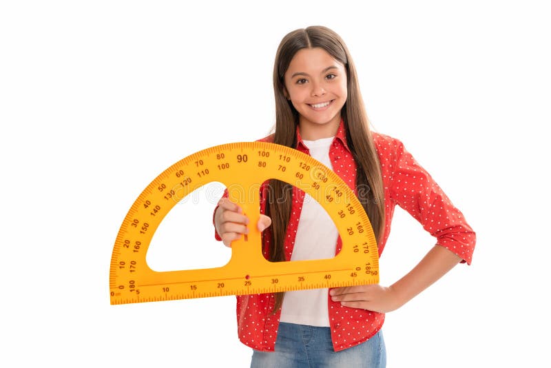 Back To School. Algebra and Geometry. Kid Study Math. Measure the Size ...