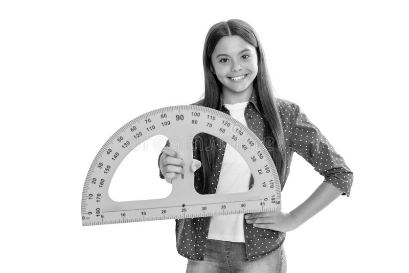 Back To School. Algebra and Geometry. Kid Study Math. Measure the Size ...