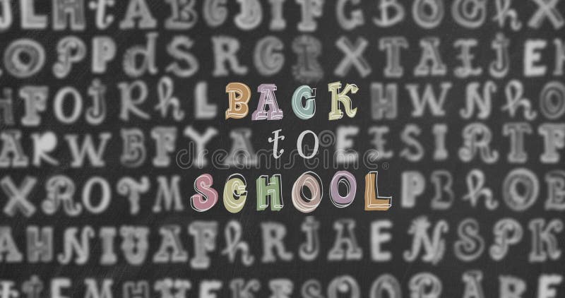 Back To School Animation. Handwritten Typescript with Random Letters of ...