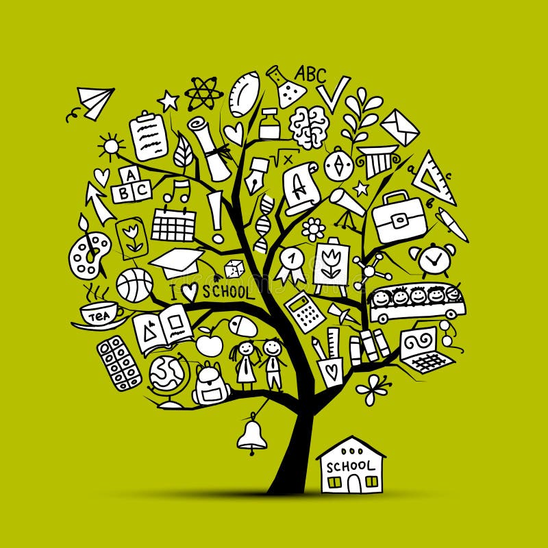 Art Tree with Math Symbols for Your Design Stock Vector - Illustration ...