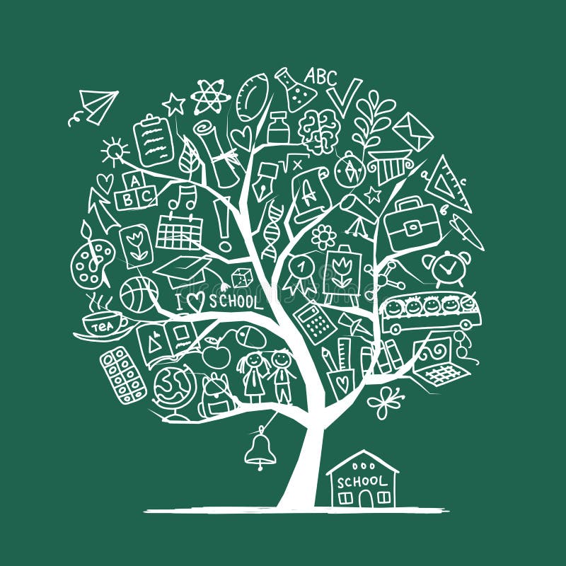 Art Tree with Math Symbols for Your Design Stock Vector - Illustration ...