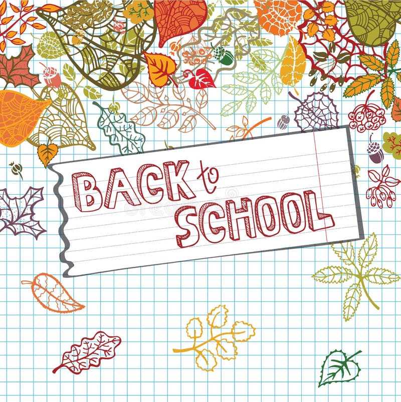Back To School.Autumn Leaves,Lined Notepaper Stock Illustration ...