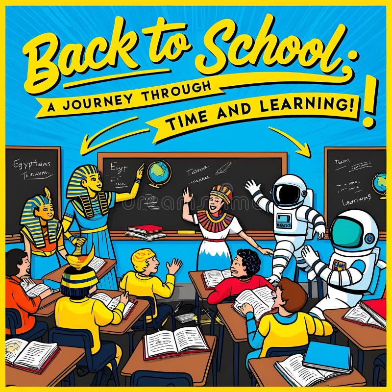 Back To School T-shirt Design with Time Travel Classroom Stock ...