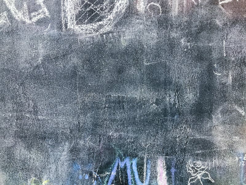 School Blackboard with Children Scribbles Stock Image - Image of ...