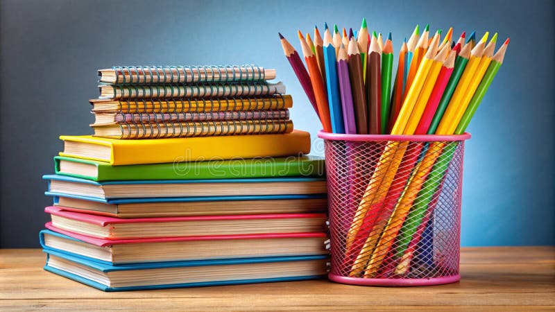 Back To School Background Colorful Stack of Textbooks, Notebooks and ...