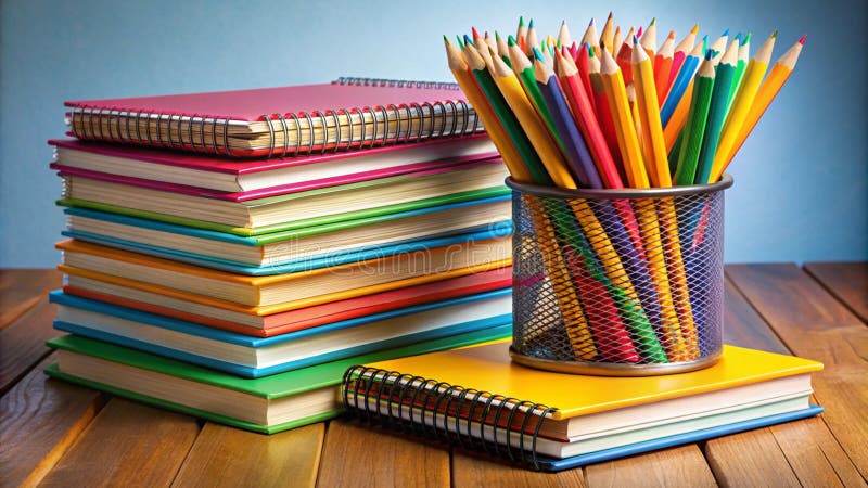 Back To School Background Colorful Stack of Textbooks, Notebooks and ...