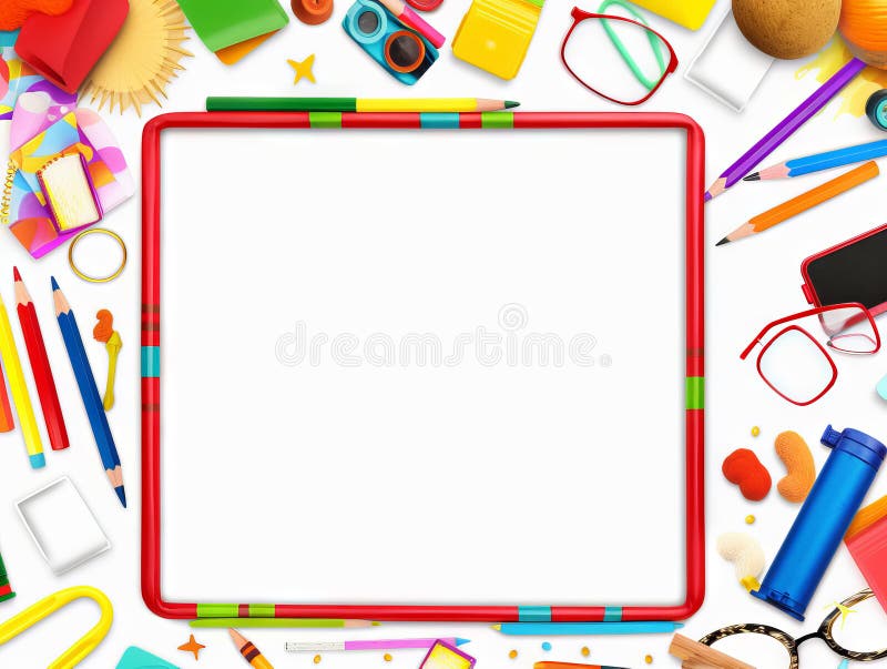 Back To School Border or Frame Stock Vector - Illustration of paints ...