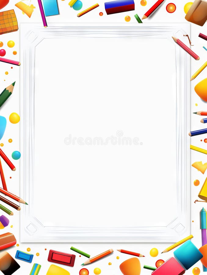 Back To School Border or Frame Stock Vector - Illustration of paints ...