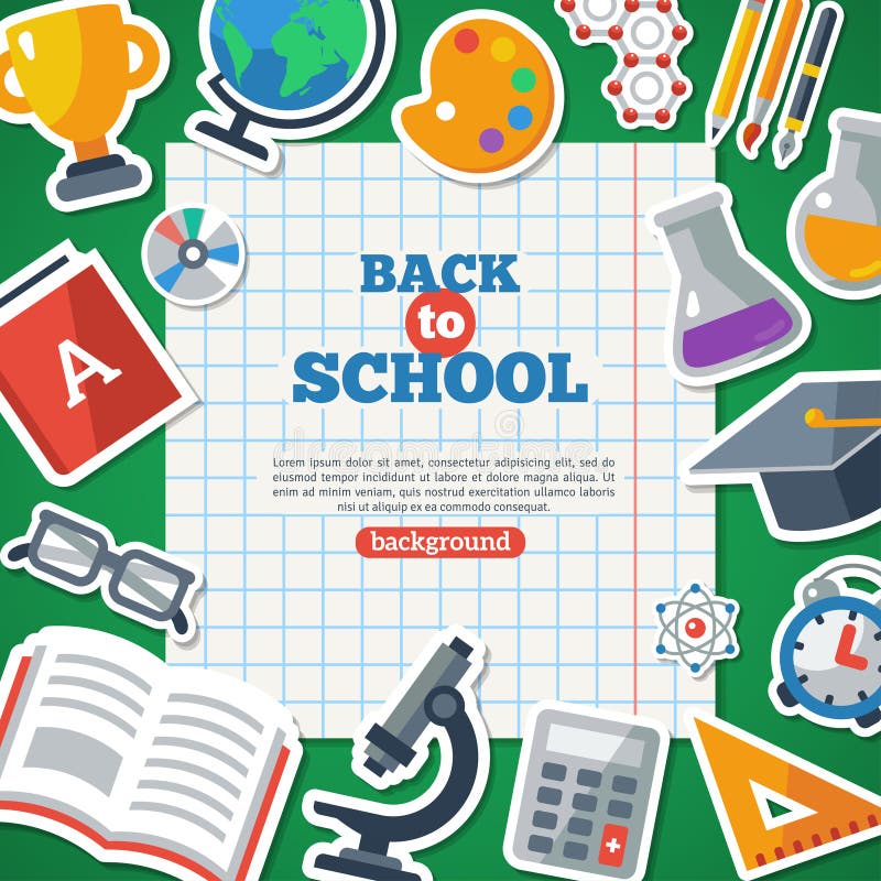 Back To School Banner Set with Flat Icons on Stock Vector ...