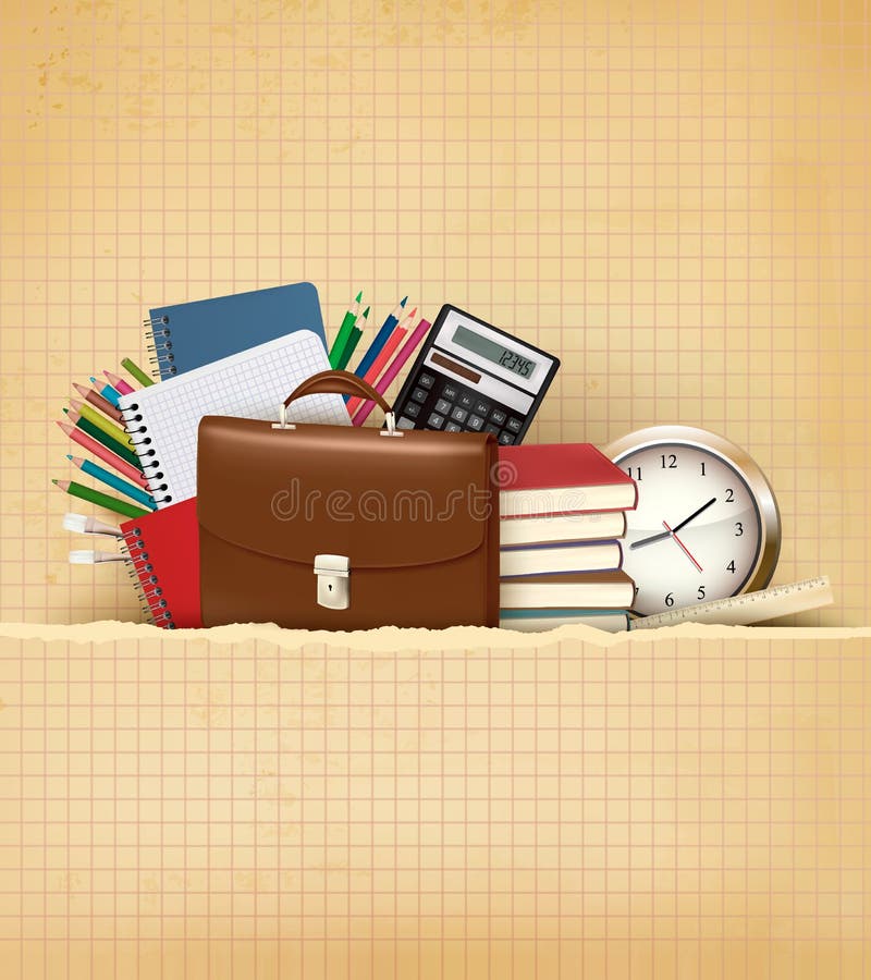 Back To School Background with School Supplies and Stock Vector ...