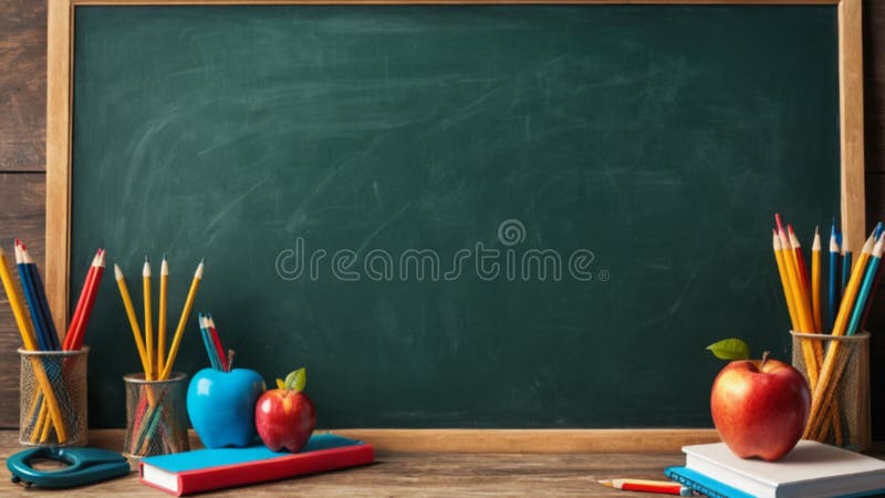 Back To School Background with Teachers Objects Over Chalkboard and ...