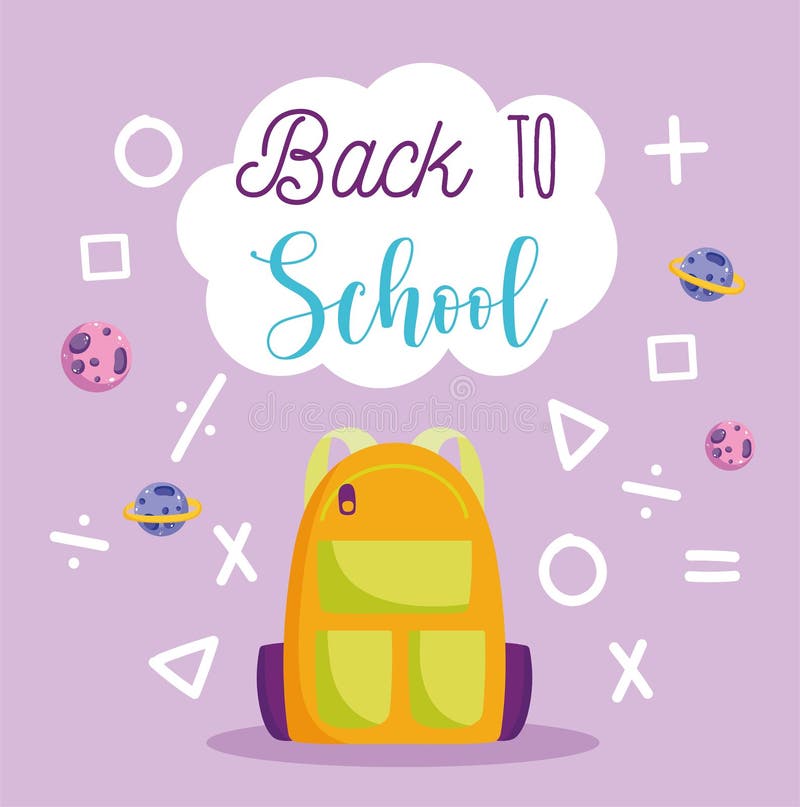 Back To School, Backpack Arithmetic Math Shapes and Signs Elementary ...