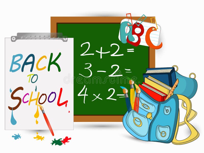 Back To School Banner,Schoolbag, Schoolbag with Brushes and Colorful ...
