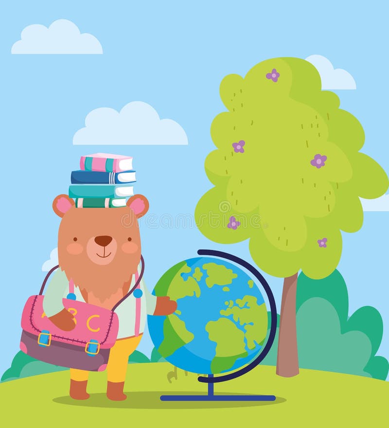 Bear and books stock vector. Illustration of book, school - 46995960