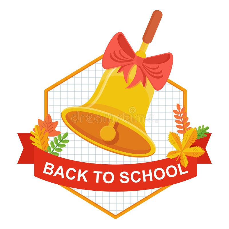Back to school bell logo stock vector. Illustration of poster - 75036354