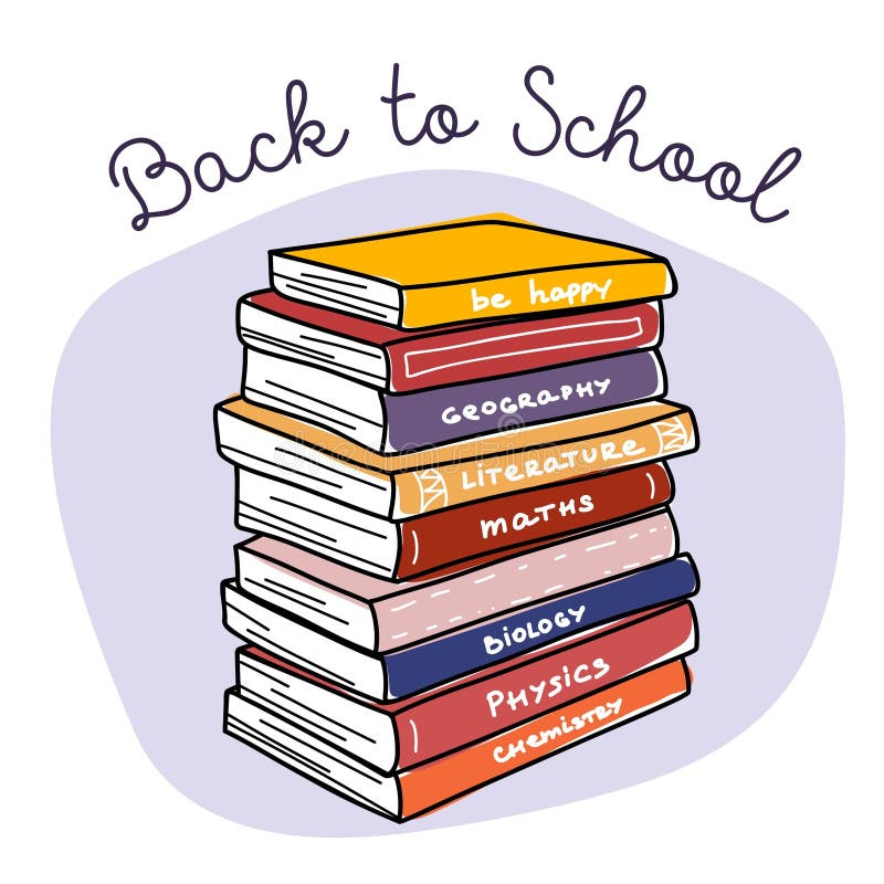 Back To School. Big Stack of Various Textbooks Isolated on a White ...