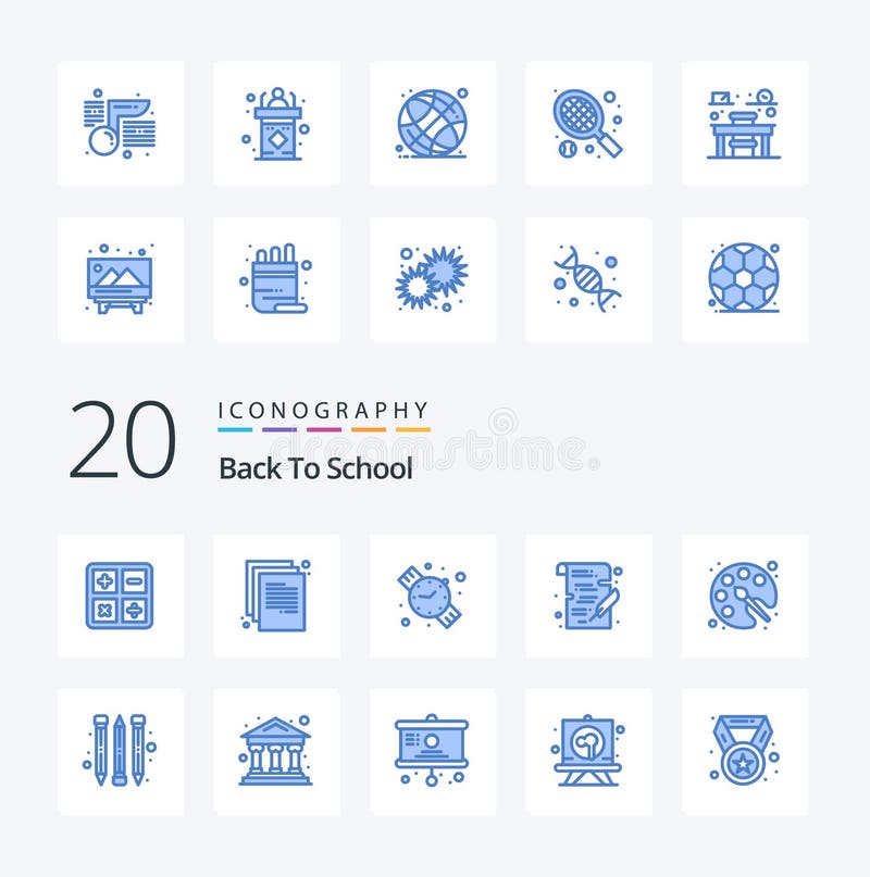 20 Back To School Blue Color Icon Pack Like Drawing Back To School Back ...