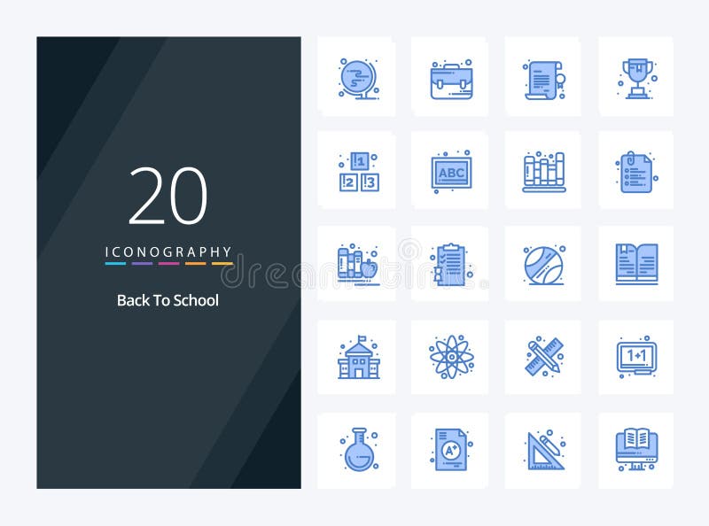20 Back To School Blue Color Icon for Presentation Stock Vector ...