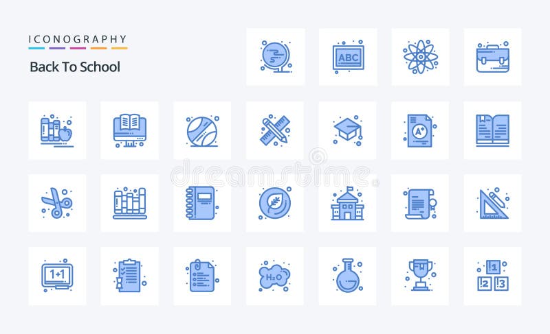 25 Back To School Blue Icon Pack Stock Vector - Illustration of library ...