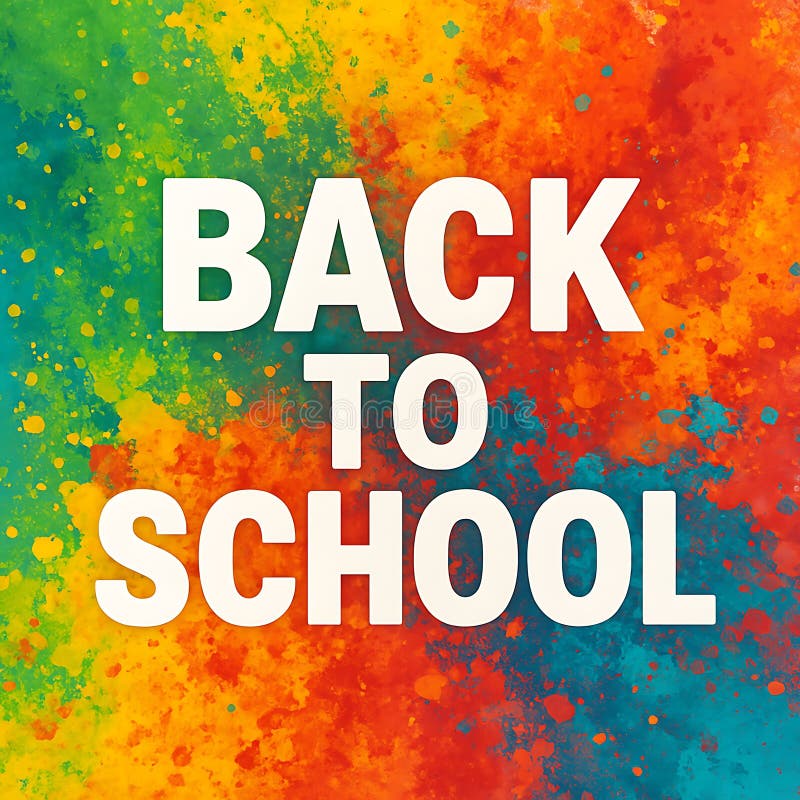 Back To School Bold Text on Color Splash Background Stock Illustration ...