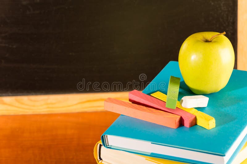 Traditional Academic Study School Books and Apple Stock Image - Image ...