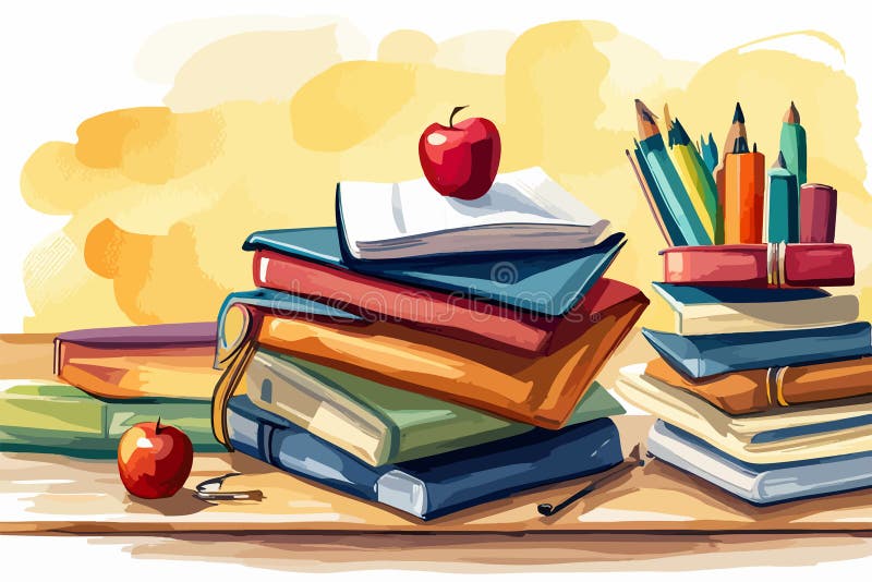 Back To School, School Books on the Desk. Vector Stock Vector ...