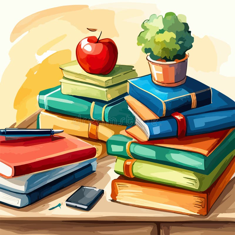 Back To School, School Books on the Desk. Vector Stock Vector ...