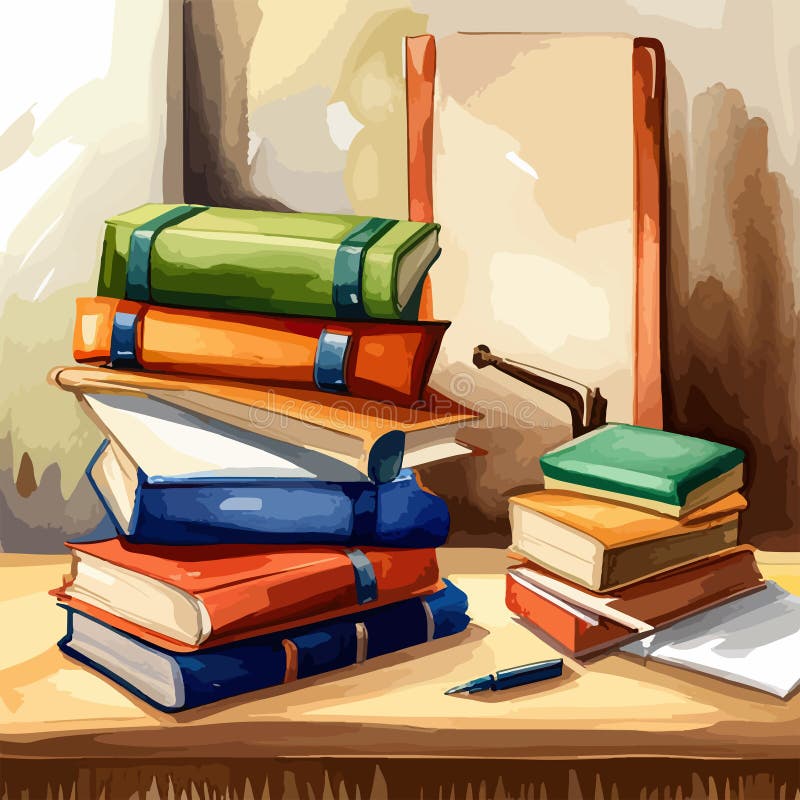 Back To School, School Books on the Desk. Vector Stock Vector ...