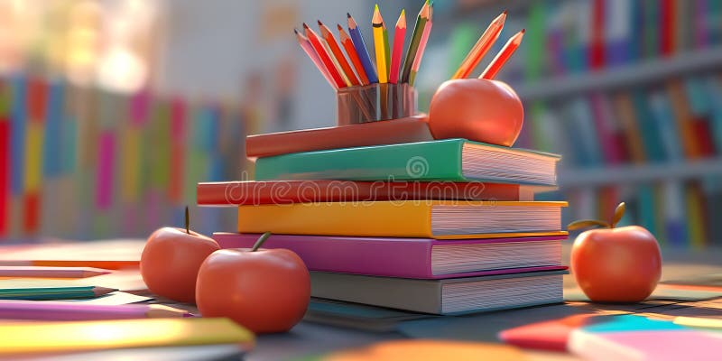Back To School Books Supplies Stock Illustration - Illustration of september, harvest: 381397117