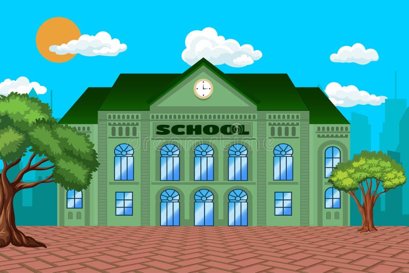 Back To School. School Building. Vector Illustration Stock Illustration ...