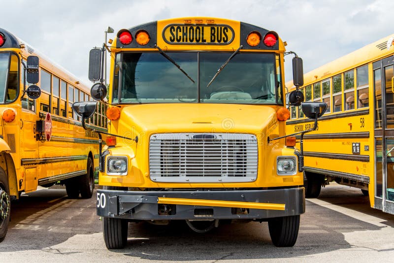 School Bus Loading Children Stock Image - Image of long, buses: 44528387