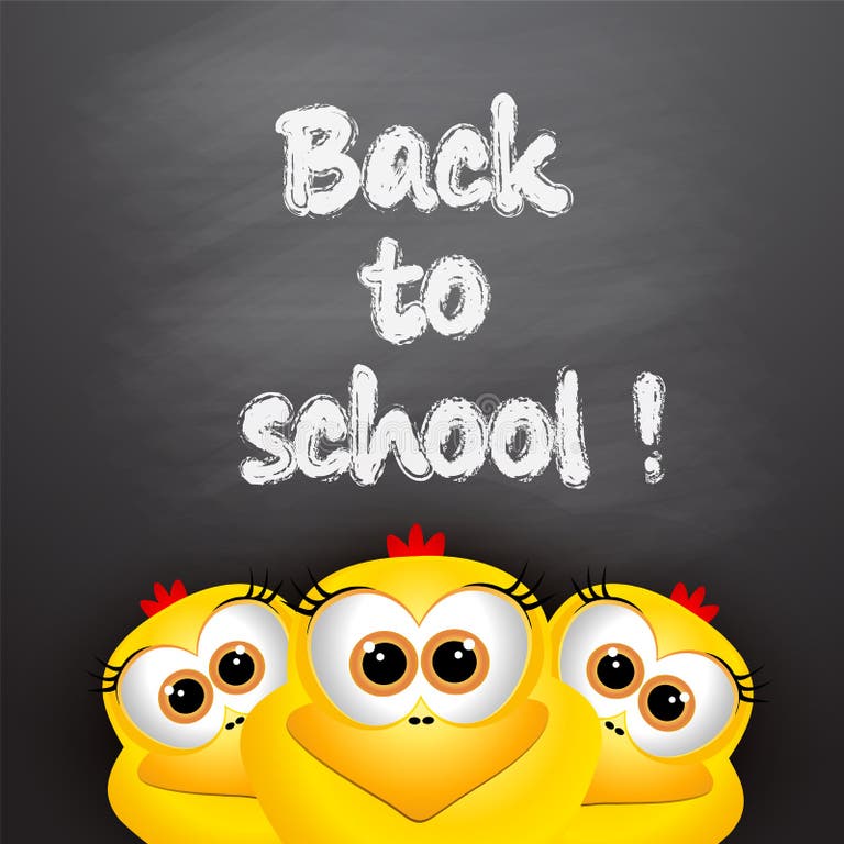 Back To School. Card with Funny Chickens Stock Vector - Illustration of ...