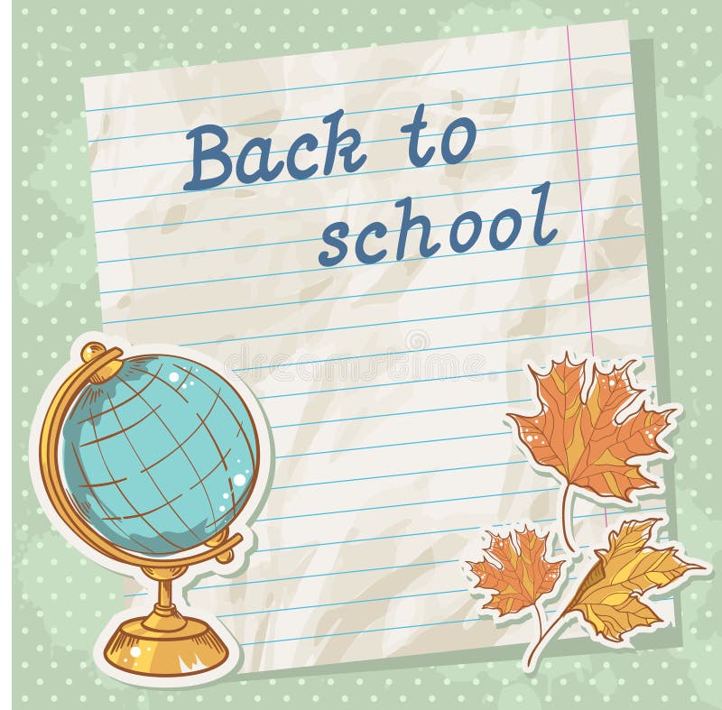 Back To School Card on Paper Sheet with Study Item Stock Illustration ...